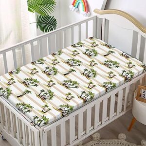 Exotic Themed Fitted Mini Crib Sheets,Portable Mini Crib Sheets Soft Toddler Mattress Sheet Fitted - Crib Mattress Sheet or Toddler Bed Sheet,24“ x38“,Multicolor