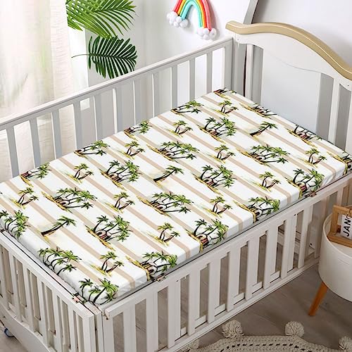 Exotic Themed Fitted Mini Crib Sheets,Portable Mini Crib Sheets Soft Toddler Mattress Sheet Fitted - Crib Mattress Sheet or Toddler Bed Sheet,24“ x38“,Multicolor