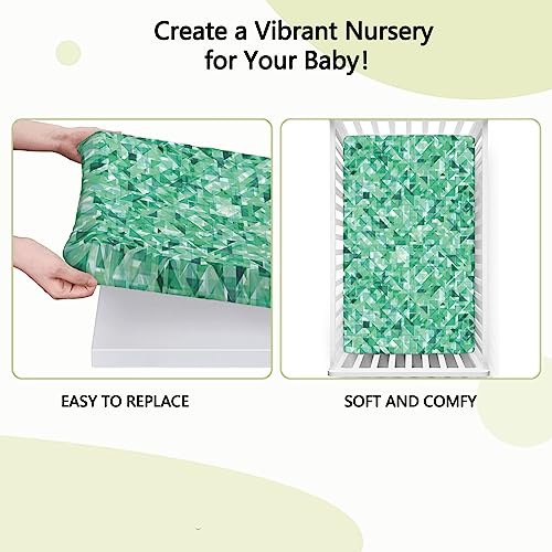 Emerald Themed Fitted Mini Crib Sheets,Portable Mini Crib Sheets Toddler Bed Mattress Sheets - Baby Crib Sheets for Girl or Boy,24“ x38“,Sea Green