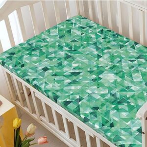 Emerald Themed Fitted Mini Crib Sheets,Portable Mini Crib Sheets Toddler Bed Mattress Sheets - Baby Crib Sheets for Girl or Boy,24“ x38“,Sea Green