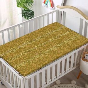 Damask Themed Fitted Mini Crib Sheets,Portable Mini Crib Sheets Soft & Stretchy Fitted Crib Sheet - Great for Boy or Girl Room or Nursery,24“ x38“,Pale Coffee Fawn