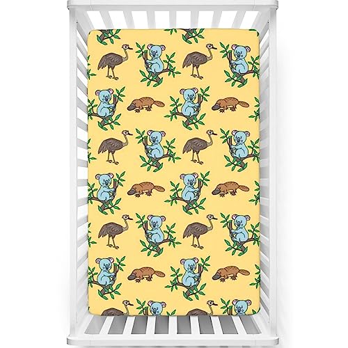 Eucalyptus Themed Fitted Mini Crib Sheets,Portable Mini Crib Sheets Soft & Stretchy Fitted Crib Sheet - Crib Mattress Sheet or Toddler Bed Sheet,24“ x38“,Multicolor