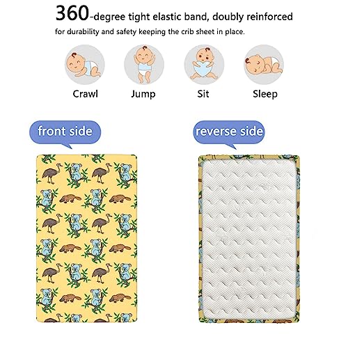 Eucalyptus Themed Fitted Mini Crib Sheets,Portable Mini Crib Sheets Soft & Stretchy Fitted Crib Sheet - Crib Mattress Sheet or Toddler Bed Sheet,24“ x38“,Multicolor