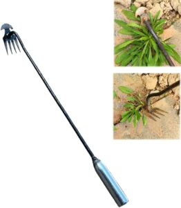 carrie rowe weed puller tool, 2023 new durable garden weed pulling tool, portable garden weeder tool for vegetable gardening backyard farm planting & weeding (galvanized handle)