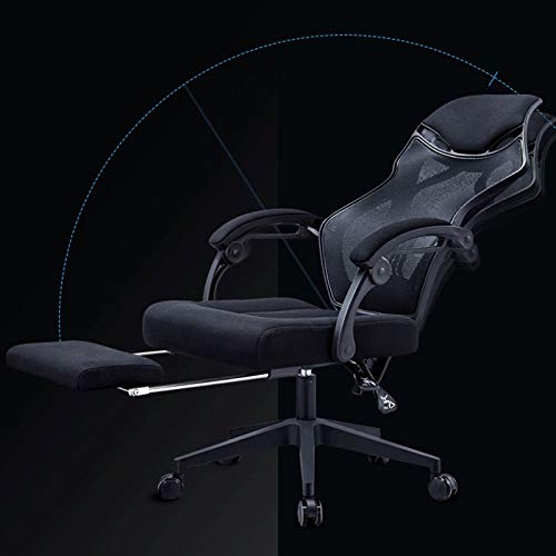 TBGFPO Reclining Office Chair - 300 LB Capacity Ergonomic Computer Mesh Recliner, Executive Swivel Office Desk Chair, Task Chair with Hidden Footrest and Lumbar Support,Black Footrest (Size : Black