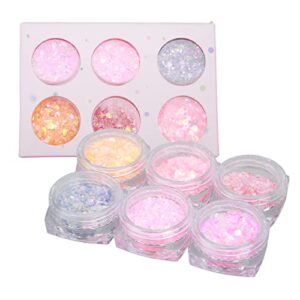 6pcs nail glitter powder set, luminous decorative sequins art enhancements nail art accessories for diy manicure