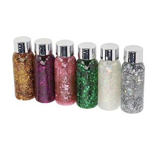 6 colors set fine glitter holographic glitter craft cosmetic for body face hair glitter bulk, glitter tumbler candle making 180ml