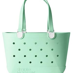 Simple Modern Beach Bag Rubber Tote | Waterproof Large Tote Bag with Zipper Pocket for Beach, Pool Boat, Groceries, Sports | Getaway Bag Collection | Retro Mint