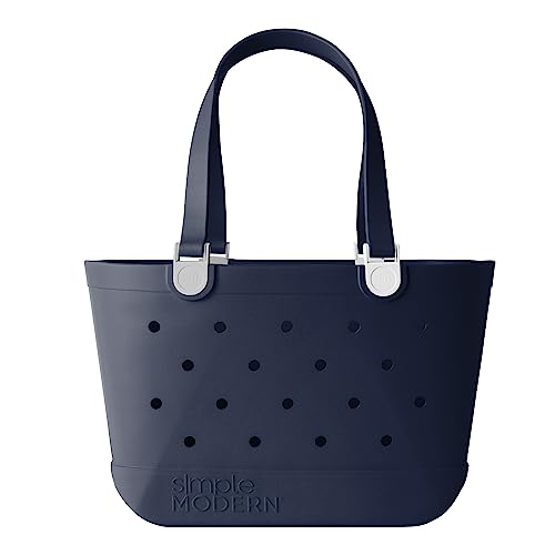 Simple Modern Beach Bag Rubber Tote | Waterproof Large Tote Bag with Zipper Pocket for Beach, Pool Boat, Groceries, Sports | Getaway Bag Collection | Deep Ocean