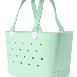 Simple Modern Beach Bag Rubber Tote | Waterproof Large Tote Bag with Zipper Pocket for Beach, Pool Boat, Groceries, Sports | Getaway Bag Collection | Retro Mint