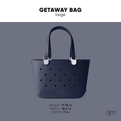 Simple Modern Beach Bag Rubber Tote | Waterproof Large Tote Bag with Zipper Pocket for Beach, Pool Boat, Groceries, Sports | Getaway Bag Collection | Deep Ocean