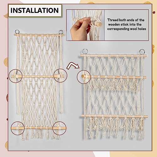 AMHSCOCA Stuffed Animal Net or Hammock, Boho Macrame Toy Hammock Wall Hanging Net Stuffed Animal Toy Storage Holder