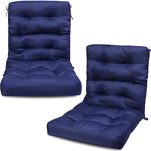 Hoteam 2 Pcs Outdoor High Back Chair Cushion Waterproof Patio Seat Back Cushion Set of 2 Rocking Chair Cushion Covers Thickened Patio Chair Pad for Indoor Outdoor Patio Garden (Navy)