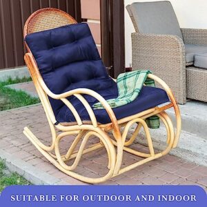 Hoteam 2 Pcs Outdoor High Back Chair Cushion Waterproof Patio Seat Back Cushion Set of 2 Rocking Chair Cushion Covers Thickened Patio Chair Pad for Indoor Outdoor Patio Garden (Navy)