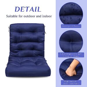 Hoteam 2 Pcs Outdoor High Back Chair Cushion Waterproof Patio Seat Back Cushion Set of 2 Rocking Chair Cushion Covers Thickened Patio Chair Pad for Indoor Outdoor Patio Garden (Navy)