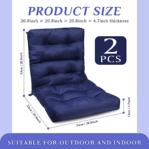 Hoteam 2 Pcs Outdoor High Back Chair Cushion Waterproof Patio Seat Back Cushion Set of 2 Rocking Chair Cushion Covers Thickened Patio Chair Pad for Indoor Outdoor Patio Garden (Navy)