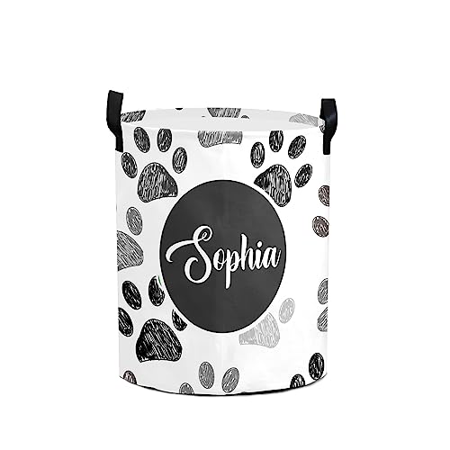 Personalized Dog's Paw Waterproof Laundry Basket Handles Collapsible Hamper Storage Basket for Office Bathroom