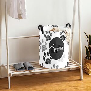 Personalized Dog's Paw Waterproof Laundry Basket Handles Collapsible Hamper Storage Basket for Office Bathroom