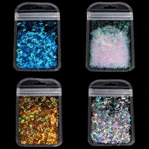 IOOOFU Alphabet Holographic Letters Chunky Resin Fillers DIY Nail Art Resin Supplies Epoxy Resin Fillers for DIY Mixed Sequins 12 Colors Glitters