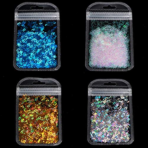 IOOOFU Alphabet Holographic Letters Chunky Resin Fillers DIY Nail Art Resin Supplies Epoxy Resin Fillers for DIY Mixed Sequins 12 Colors Glitters