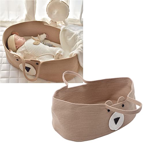 Baby Carrying Sleeping Basket, Cute Cotton Sleeping Baby Bassinet Cartoon Soft for Infants for Living Room (Type 1)