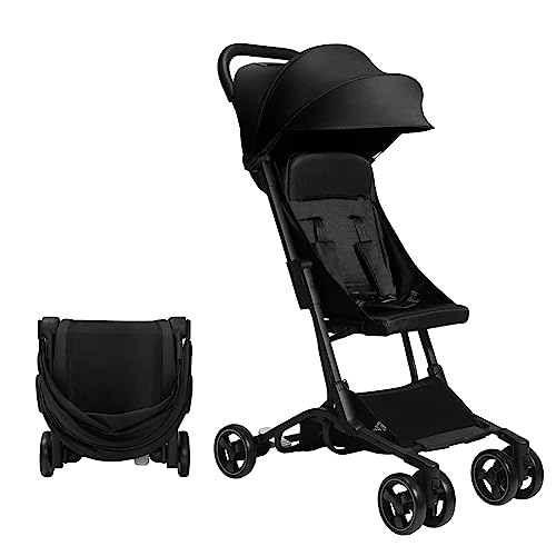 HARPPA Lightweight Travel Stroller, Ultra Compact Umbrella Stroller for Babies & Toddlers Easy Fold Adjustable Backrest and 5-Point Harness Safety Infant Stroller for Kids Black