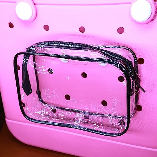 BWEALT Clear Insert Bags for BOGG Bag,Travel Transparent Pouch Storage Pop in Bogg Bags Beach Tote Accessories 4 Hole Decorative Bag with Zipper