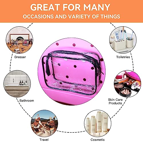 BWEALT Clear Insert Bags for BOGG Bag,Travel Transparent Pouch Storage Pop in Bogg Bags Beach Tote Accessories 4 Hole Decorative Bag with Zipper