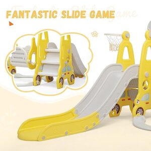 5 in 1 Kids Slide for Toddlers Age 1-3 Slide and Swing Set for Children Baby Indoor Outdoor, Playsets Playground Sets for Backyards Plastic