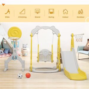 5 in 1 Kids Slide for Toddlers Age 1-3 Slide and Swing Set for Children Baby Indoor Outdoor, Playsets Playground Sets for Backyards Plastic