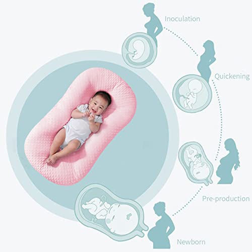 Loevin Baby Nest Sleeping for Baby in Bed,Baby Lounger for Newborn Portable,Washable Newborn Lounger for Boys & Girls 0-12 Months,Doudou Pink