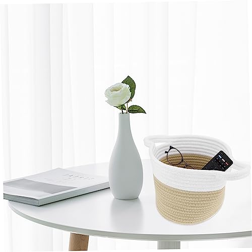 1pc Round Storage Box Woven Storage Baskets Round Woven Basket Round Laundry Basket Cotton Braid Basket Laundry Clothes Hamper Woven Storage Bins Organizing Basket Fold