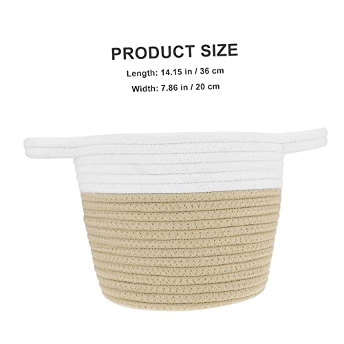 1pc Round Storage Box Woven Storage Baskets Round Woven Basket Round Laundry Basket Cotton Braid Basket Laundry Clothes Hamper Woven Storage Bins Organizing Basket Fold