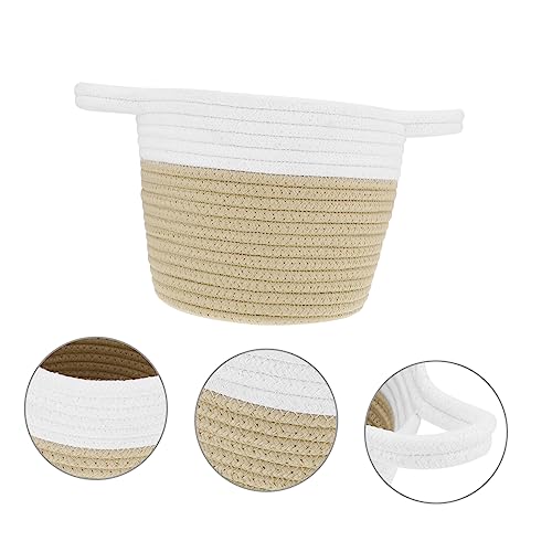 1pc Round Storage Box Woven Storage Baskets Round Woven Basket Round Laundry Basket Cotton Braid Basket Laundry Clothes Hamper Woven Storage Bins Organizing Basket Fold