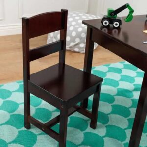 Wooden Rectangular Table & 2 Chair Set for Kids - Espresso, Gift for Ages 5-8