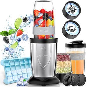 bullet blender for shakes and smoothies, airpher 19 pieces 850w personal smoothie blender for kitchen with ice tray, 2 * 17 oz & 10 oz to-go cups, bpa free, pulse technology