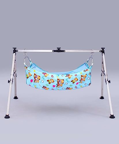 KISSATO Foldable Stainless Steel Infant, Baby Cradle with Non-Woven Storage Bag, Indian Style Palna