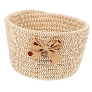 cotton rope storage basket baby keys woven storage basket table top decor decorations for shelves foldable basket desktop storage basket small round basket manual khaki fabric