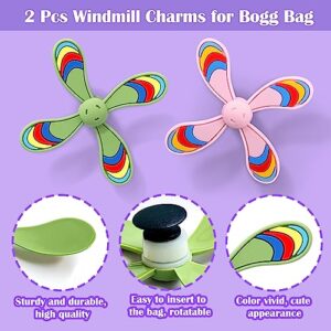 Juome 2Pcs Charms for Bogg Bag, Windmill Charm Accessories Compatible with Bogg Bag, Decorative Charm Inserts Compatible for Bogg Bag/Simply Southern Bogg Bag (Pink, Green)