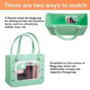 Everfunny 3 Packs Clear Bogg Beach Tote Bag with 2 Pack Insert Hooks Accessories for Bogg Bags Travel Makeup Clean Toiletry Brush Organizer Cosmetic Divider Storage Inner Pouch