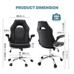 Gaming Chair - Executive Computer with Lumbar Support for Adults - 360° Swivel Rocking Home Office Computer Desk PU Leather Task Chair