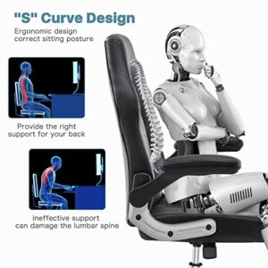 Gaming Chair - Executive Computer with Lumbar Support for Adults - 360° Swivel Rocking Home Office Computer Desk PU Leather Task Chair