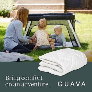 Guava Lotus Travel Crib Bundle with Two Quilted Sheets & Mattress | Play Yard with Lightweight Backpack Design | Certified Baby Safe Portable Crib | Folding Portable Playpen for Babies & Toddlers