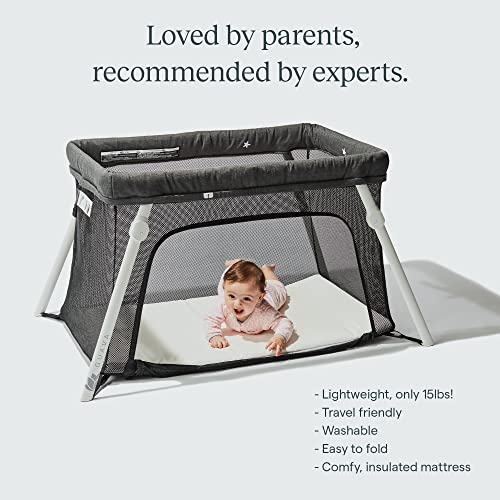 Guava Lotus Travel Crib Bundle with Two Quilted Sheets & Mattress | Play Yard with Lightweight Backpack Design | Certified Baby Safe Portable Crib | Folding Portable Playpen for Babies & Toddlers