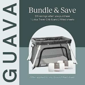 Guava Lotus Travel Crib Bundle with Two Quilted Sheets & Mattress | Play Yard with Lightweight Backpack Design | Certified Baby Safe Portable Crib | Folding Portable Playpen for Babies & Toddlers