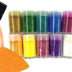 AMORNPHAN Fine Glitter Set 12 Colors, Glitter Powder for Crafts DIY Resin Projects Tumblers Nail Makeup Slime, A Variety of Colors and Infinite Creativity 10 g/0.35 oz Each