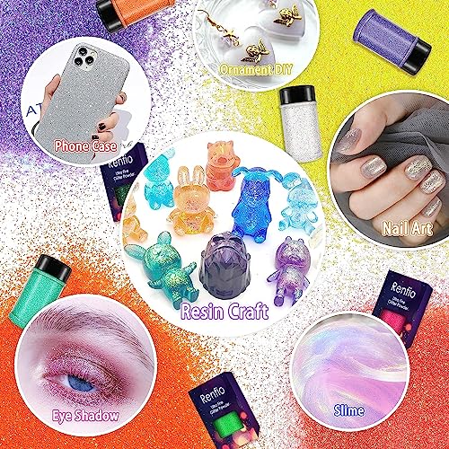 AMORNPHAN Fine Glitter Set 12 Colors, Glitter Powder for Crafts DIY Resin Projects Tumblers Nail Makeup Slime, A Variety of Colors and Infinite Creativity 10 g/0.35 oz Each