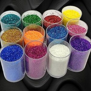 AMORNPHAN Fine Glitter Set 12 Colors, Glitter Powder for Crafts DIY Resin Projects Tumblers Nail Makeup Slime, A Variety of Colors and Infinite Creativity 10 g/0.35 oz Each