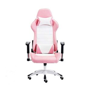 zhaolei racing style high back ergonomic office chair executive swivel computer desk chair height adjustable task chair reclining with lumbar support, headrest and footrest (pink)