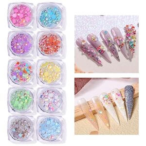 edfbuykrs 10pcs nail set,glow in the dark glitter luminous nail glitter chunky glitter craft 10 colors fluorescent nail…